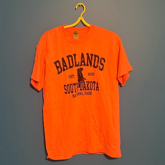 Gildan | Tops | Neon Pink Badlands Tshirt | Poshmark